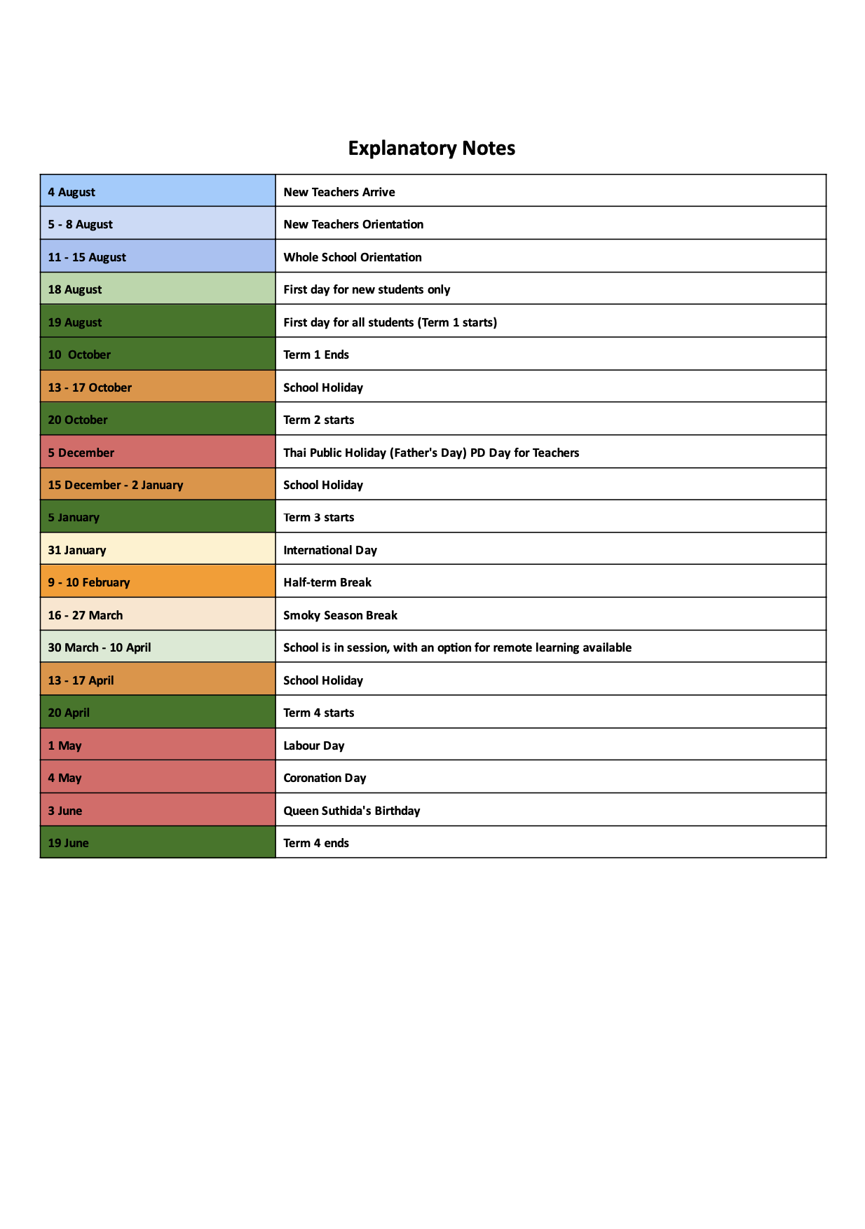 Prem Calendars - Prem International School
